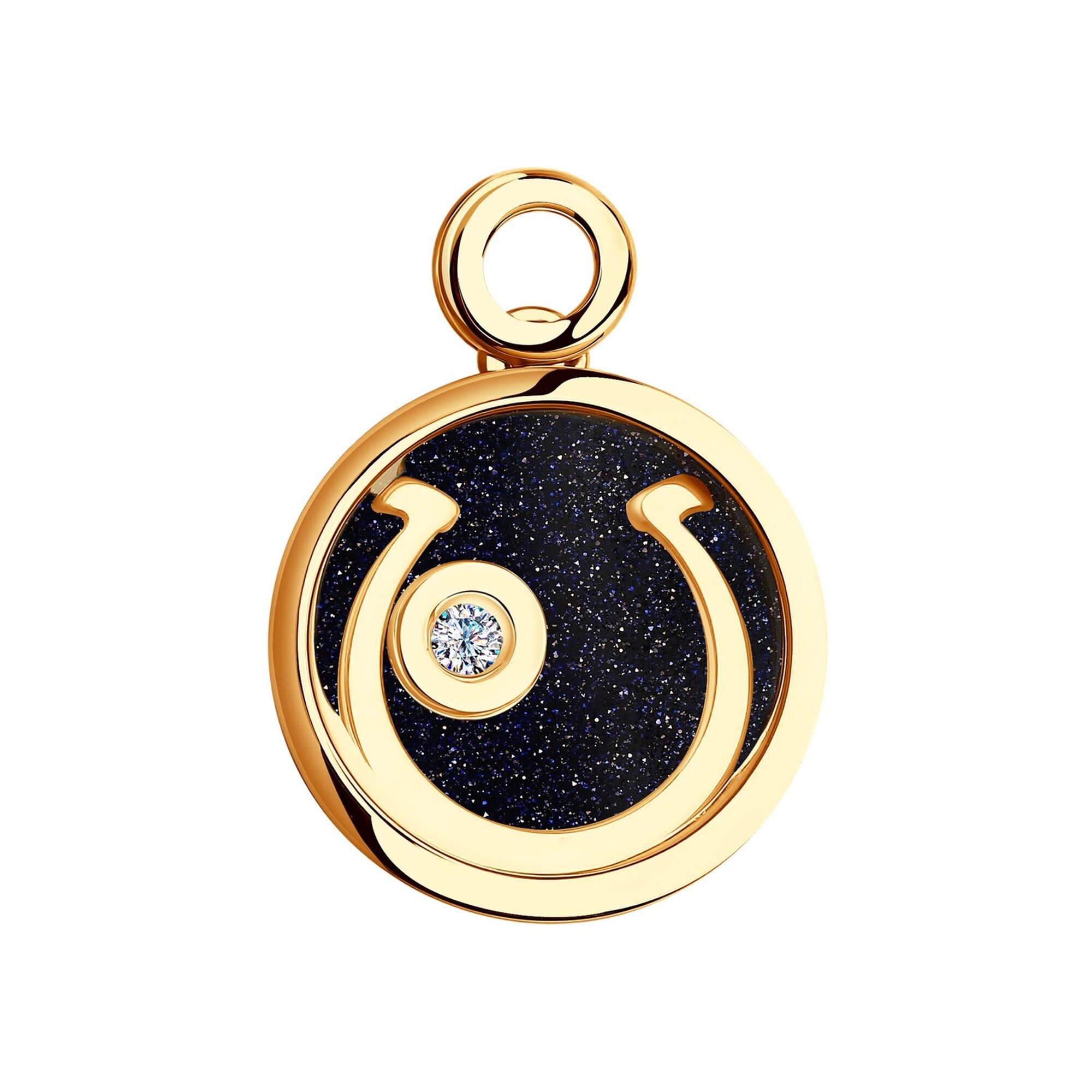 Подвеска Diamant online, красное золото, 585 проба, сапфировое стекло, авантюрин, бриллиант