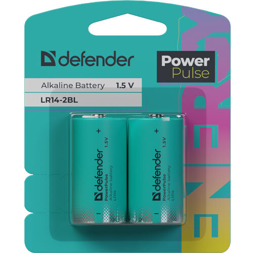 Батарейка C щелочная Defender PowerPulse LR14-2BL
