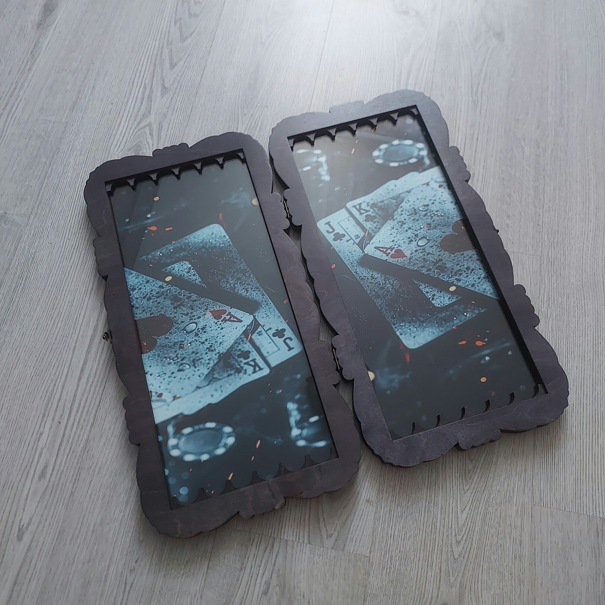 Нарды большие со стеклянным полем , с цветной картинкой куши