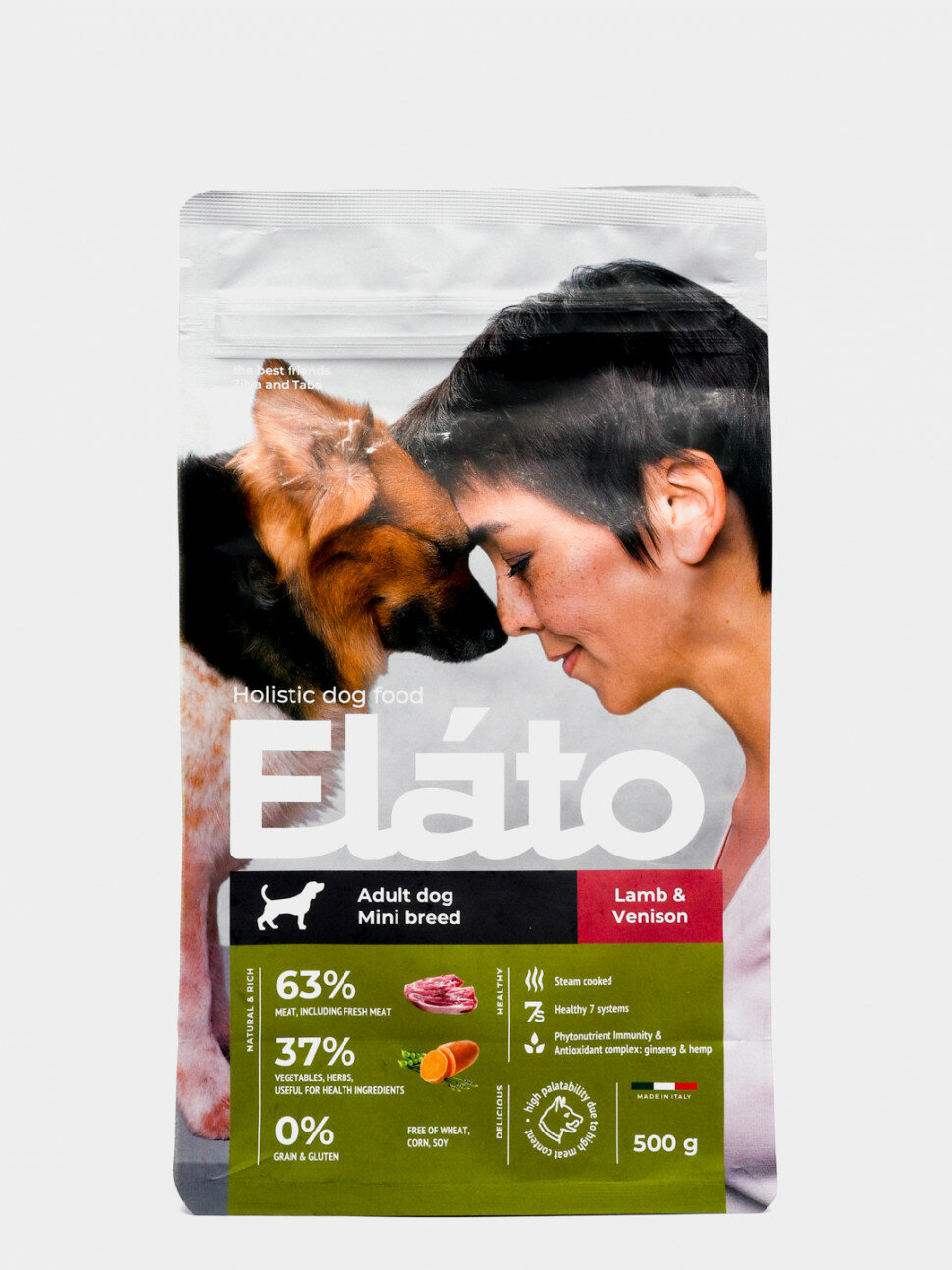 Сухой корм Elato Holistic для взрослых собак мелких пород с ягненком и олениной (500 г)