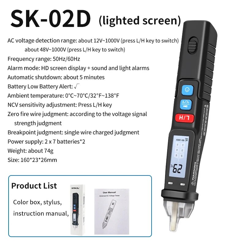 Бесконтактный детектор напряжения SNAKOL SK-02D 48-1000В