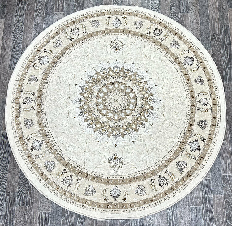 Ковер, Круг, Бежевый, Коричневый, Золотисто-жёлтый, Классический, Восточный, на пол, в гостиную, спальню, в ассортименте (150 см. на 150 см.)