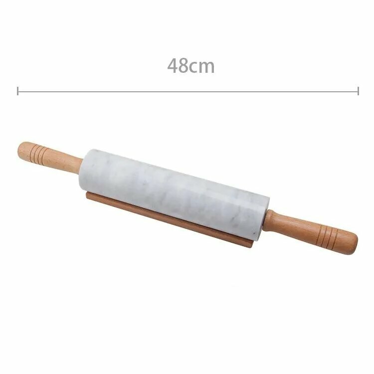 Скалка, с крутящимися мраморными ручками, регулировка толщины теста, белая, 48см