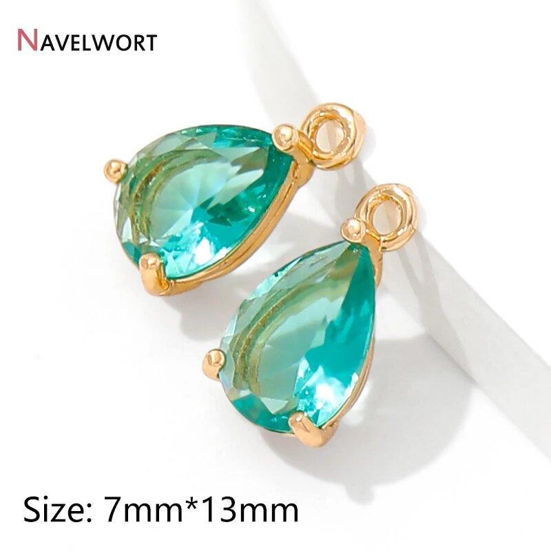 NAVELWORT Позолоченные подвески капли 6 штук Изумрудный, 6 pieces, 18K gold plated