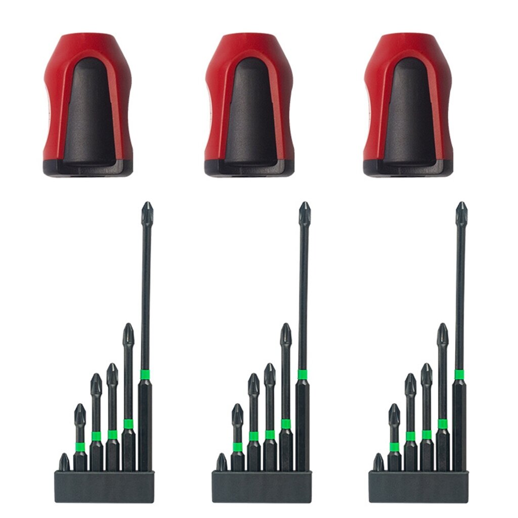 Набор бит для шуруповерта с магнитным наконечником, крестовые, ударные, 1/4 дюйма, шестигранный хвостовик, с кольцами