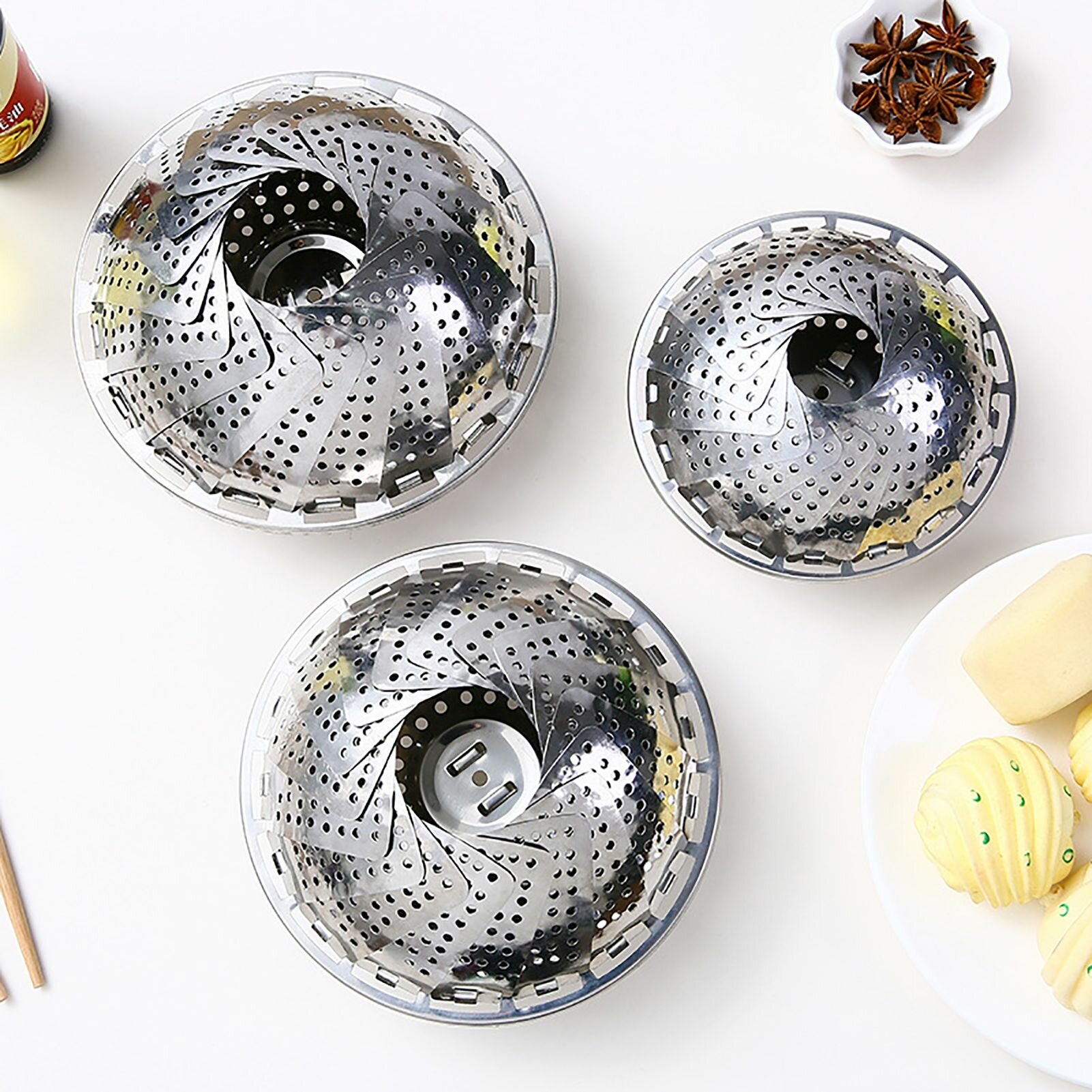 Корзина-пароварка для приготовления овощей в кастрюле для приготовления пищи на пару, складная расширяемая корзина из нержавеющей стали L