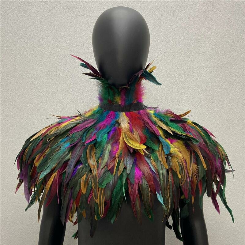 2026 Готическая перьевая шаль, мужской меховой шарф, искусственный воротник, аксессуары для маскарада на Хэллоуин
