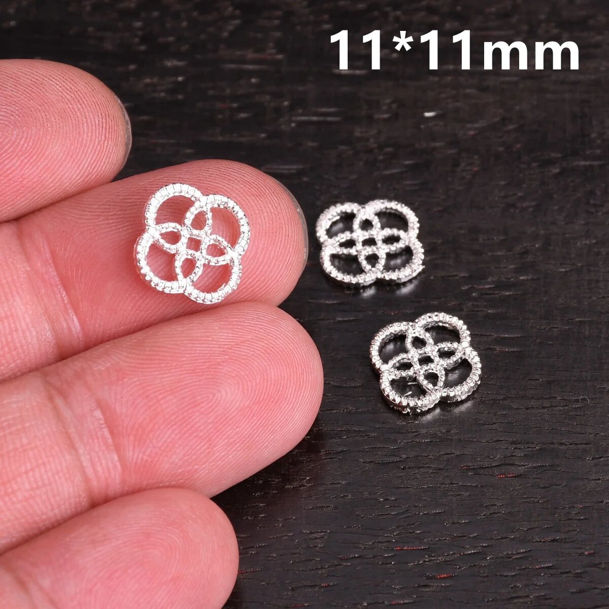 Подвески декоративные цветок 11*11 мм, цвет J Silver Color, 10 шт.