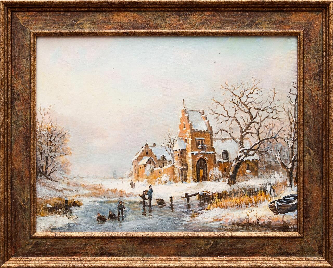 Картина маслом "Зима в Голландии" Воробьев