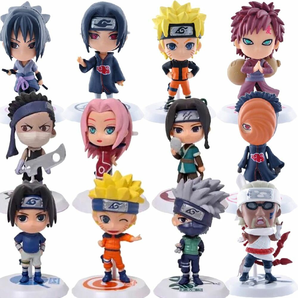 Набор фигурок Наруто Шиппуден 12 персонажей для коллекции и игр — Какаши, Саске, Наруто и другие герои аниме