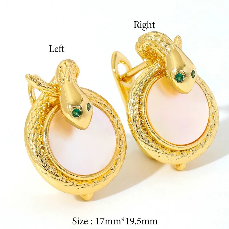Позолоченные серьги-кольца со змеей, 18K