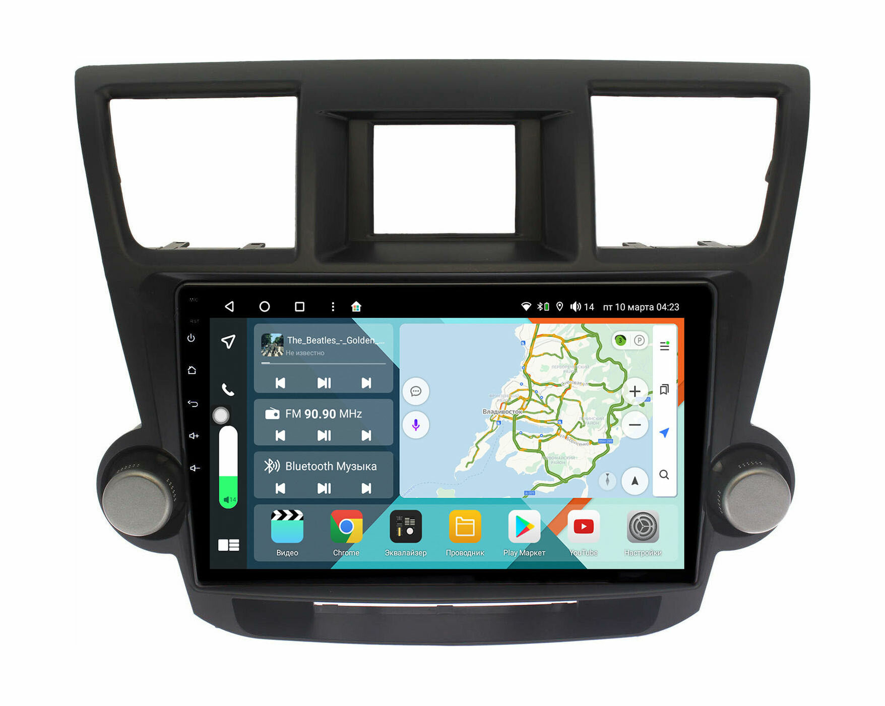 Магнитола Toyota Highlander 2007 - 2013 энкодер отсутствует для авто без усилителем 9 дюймов, 4/64GB, 8 ядер, DSP, 4G, Android 10 / Wide Media