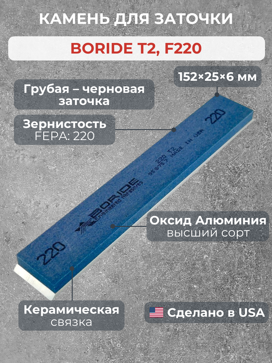 Камень Boride Т2, F220 для заточки ножей и ножниц. Точильный камень