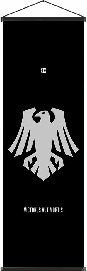 Вертикальный штандарт флаг легиона Гвардия Ворона Космодесант Астартес Warhammer 40000, шёлк, 50х150 см
