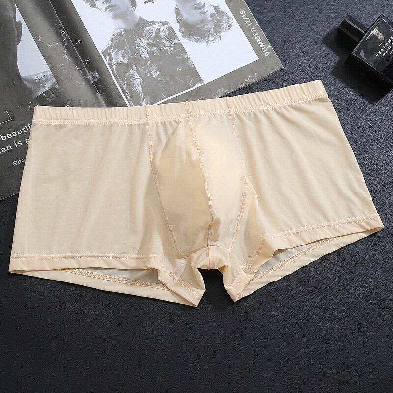 Трусы-боксеры "Ледяной шелк", мужские, прозрачные, с перекрестной каймой, размер M