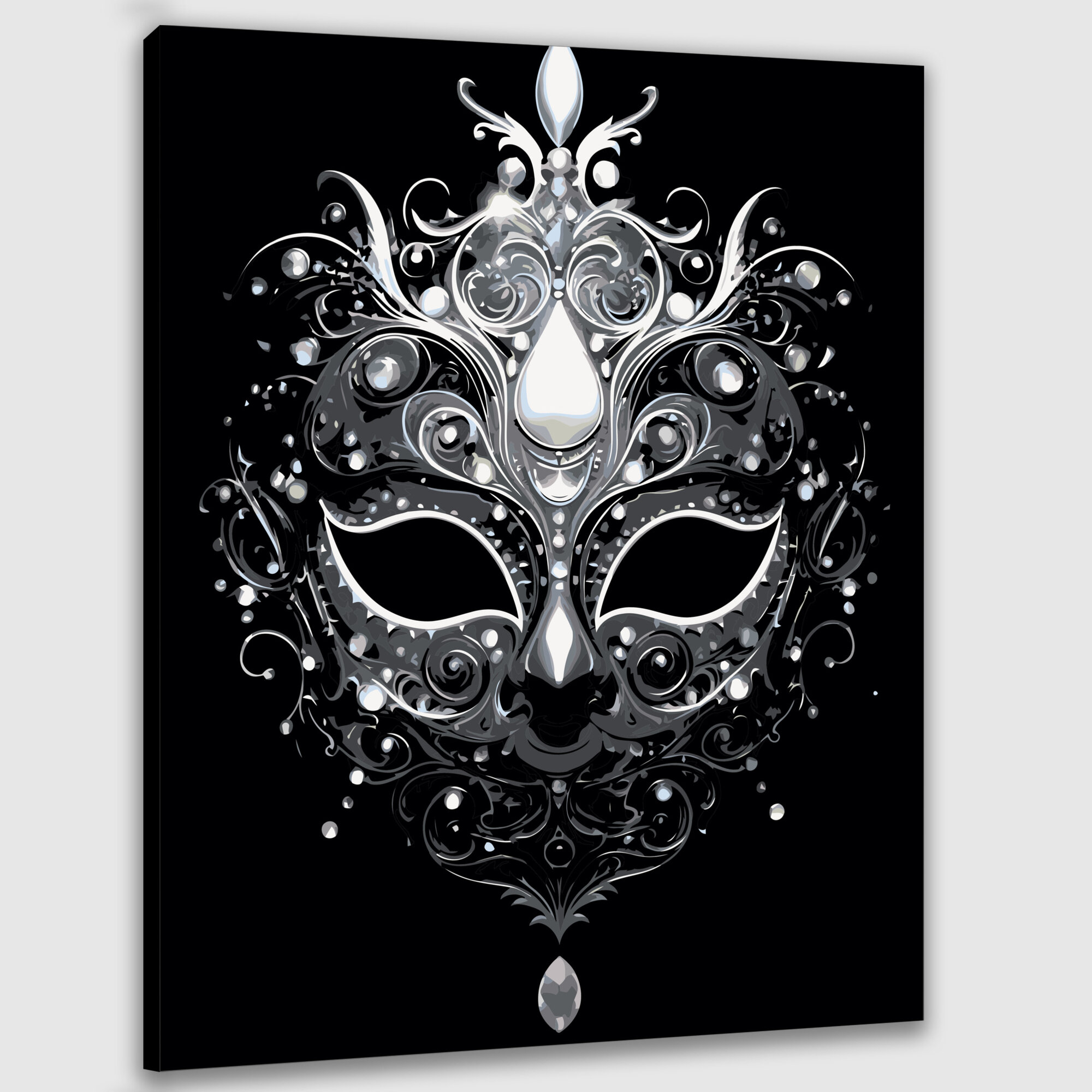 Картина по номерам 40x50 см, иллюстрация, маска, Лунный загадочник, филигранные узоры, фазы Луны, драгоценные камни