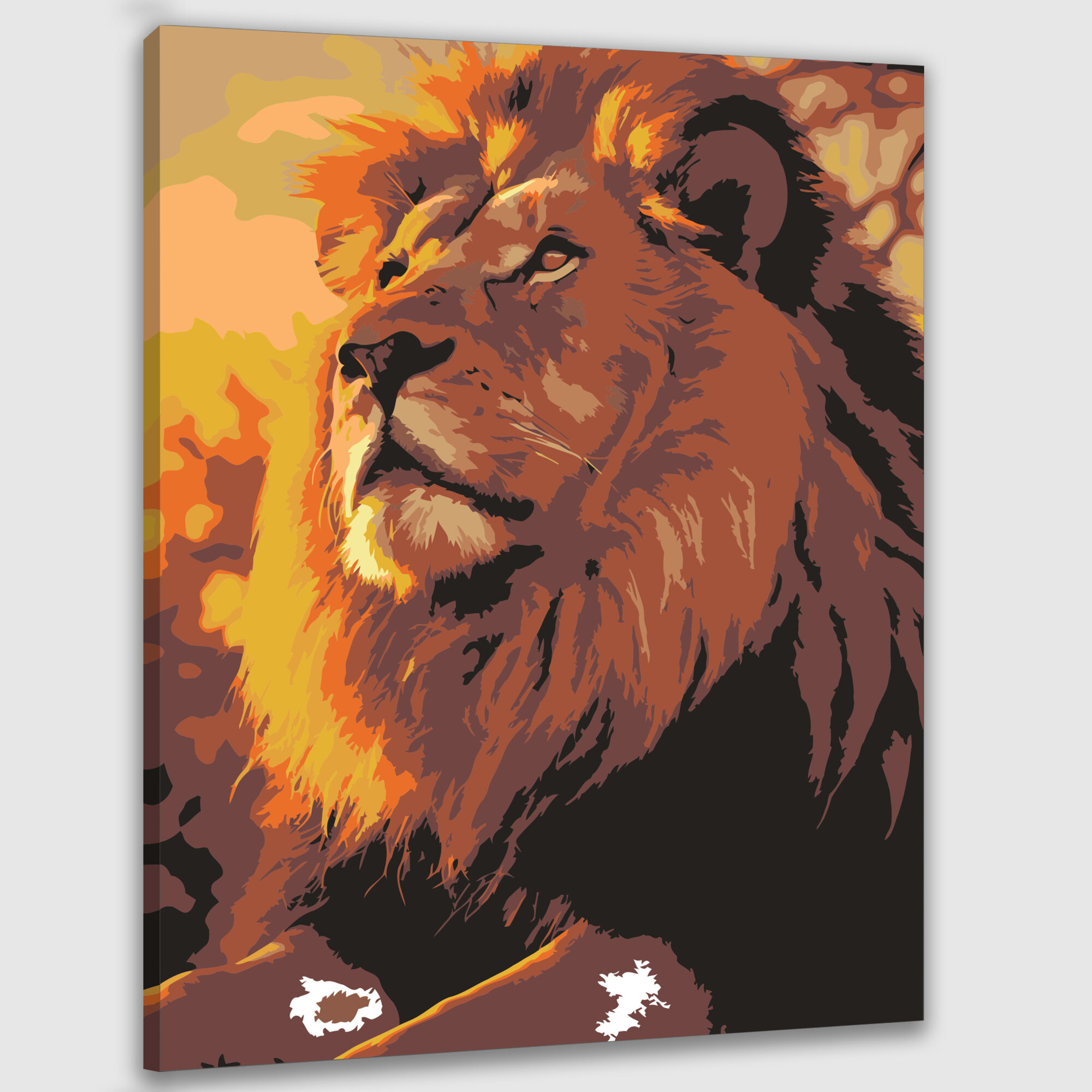 Картина по номерам 40x50 см, лев, дикая природа, естественная среда, Король джунглей, низкий угол, властное присутствие