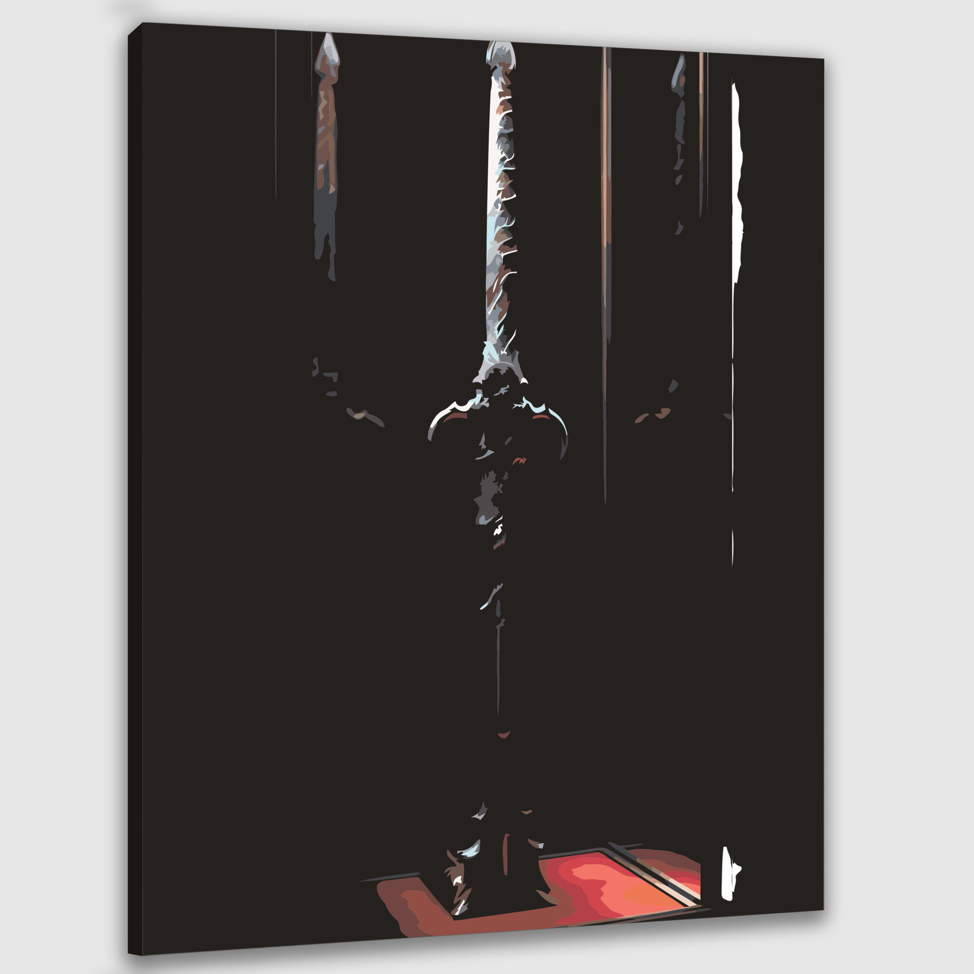 Картина по номерам 40x50 см, фотография, старинный меч, Меч правосудия, витрина, музей, мастерство, гравировка, цвета