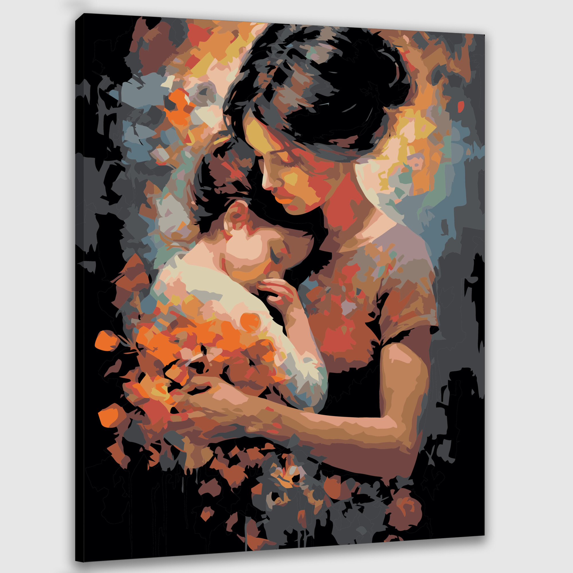 Картина по номерам 40x50 см, картина, масло, эмоциональная, мать, ребенок, обнимаются, слои цвета, текстура, связь