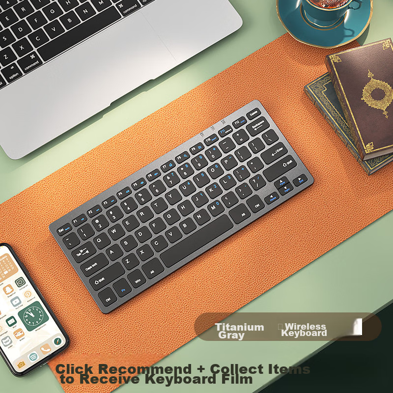 B.O.W Hangshi HW098C Slim Wireless Keyboard, Chocolate Keys, Portable Office And Home Universal Keyboard, Gray And Black