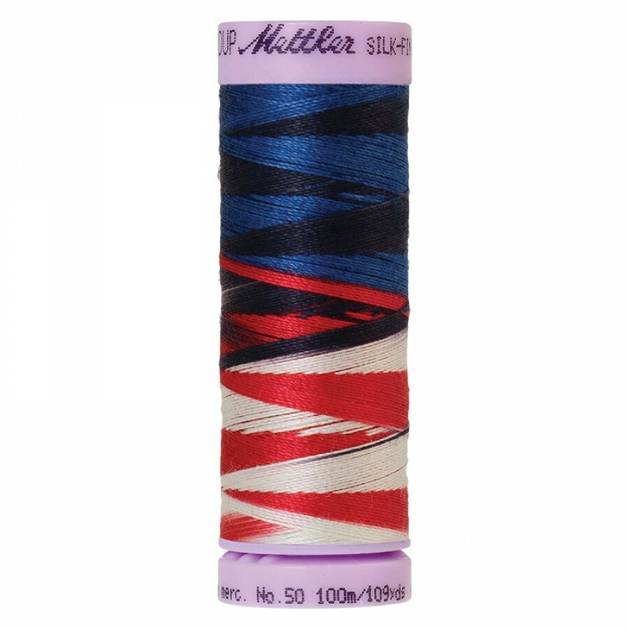 Нить для машинного квилтинга SILK-FINISH MULTI COTTON 50, 100 м 9823 Patriotic