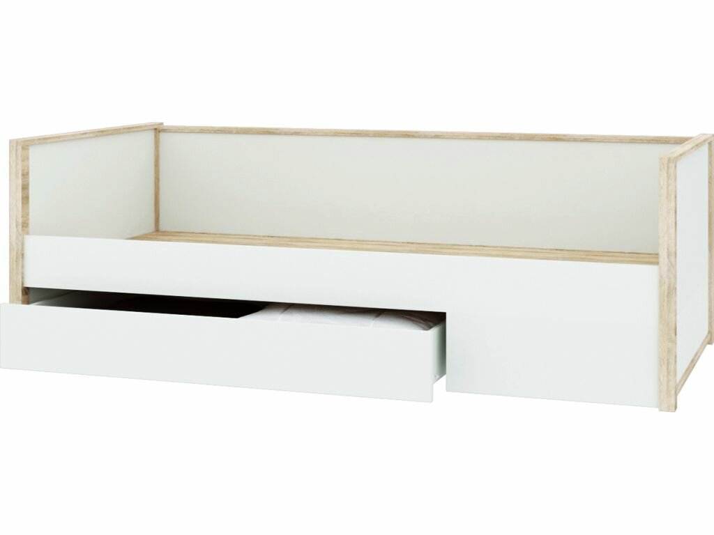 Кровать 800 Амиго-1 Дуб сонома / Белый спальное место 80х200 ЛДСП для детей для подростков с ящиком для спальни