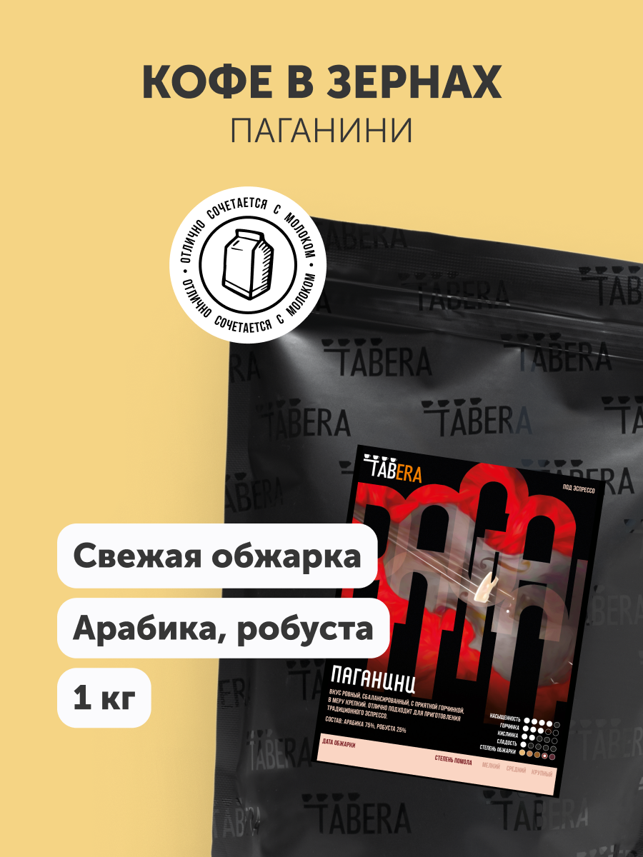 Свежеобжаренный кофе в зернах Табера Свежеобжаренный кофе Табера Паганини, 1 кг