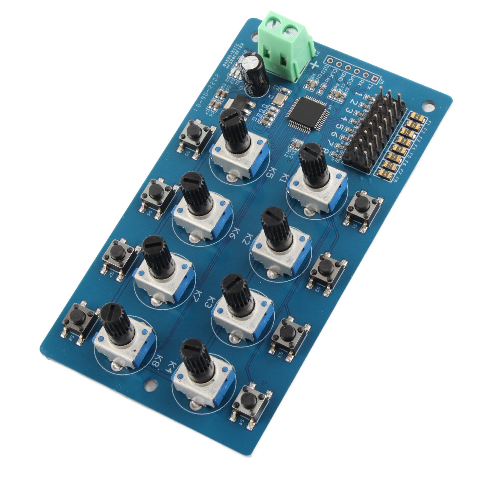 Серво-контроллер 8-канальный с ручным регулированием, встроенным микроконтроллером STM32, светодиодным индикатором, для FUTABA, материал PCB, в комплект входят 1 серво-контроллер и 8 чехлов для ручек