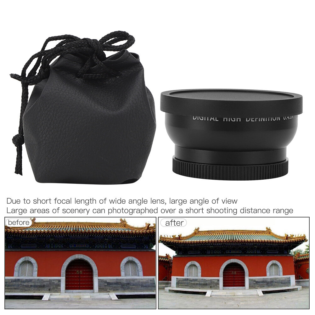 Широкоугольный Объектив: Алюминиевый Сплав и Оптическое Стекло с Углом Обзора для Пейзажей - Макро Линза с Универсальной Совместимостью 49 мм для Фотографии и Путешествий