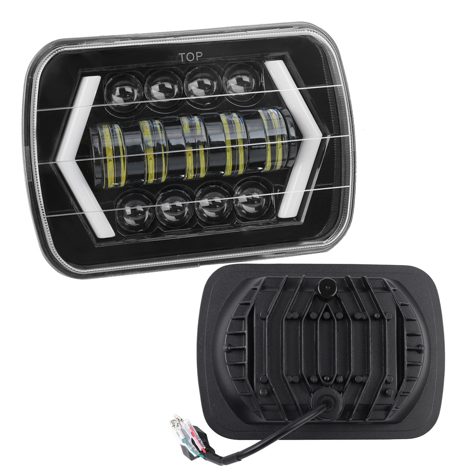 Фара LED для автомобиля 300W 7 дюймов, квадратная, алюминиевый корпус, подходит для Jeep Wrangler, Jeep Cherokee XJ 1984-2001, Jeep Wrangler YJ 1987-1995, Comanche MJ 1986-1992, MR2, Celica, Supra, Tacoma, Nissan 240SX, 9-30V, 4300K-6000K, 30000 Лм,