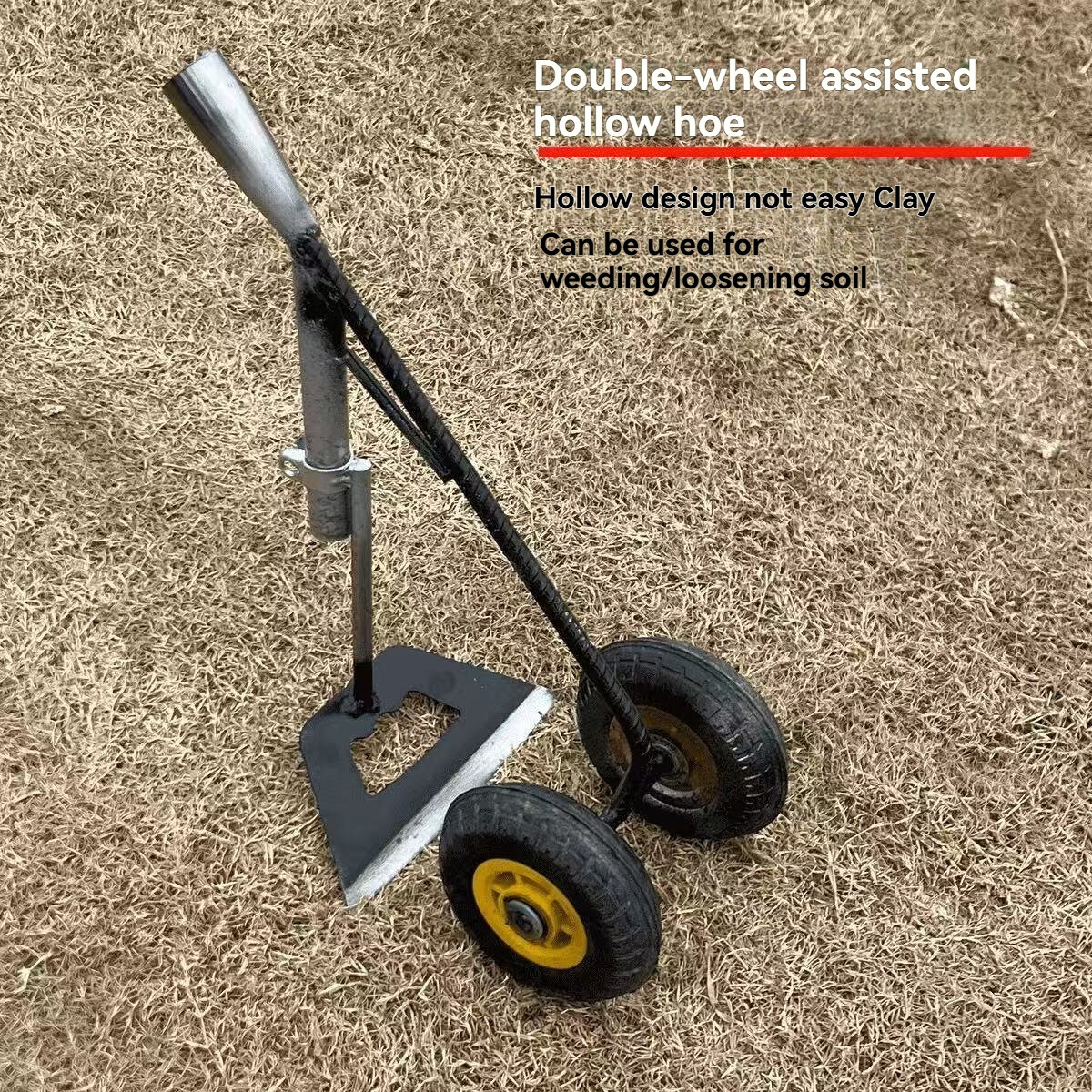 3-в-1 мотыга для прополки и рыхления – 2 колеса, регулируемая ручка (дачный инструмент, стальное лезвие)