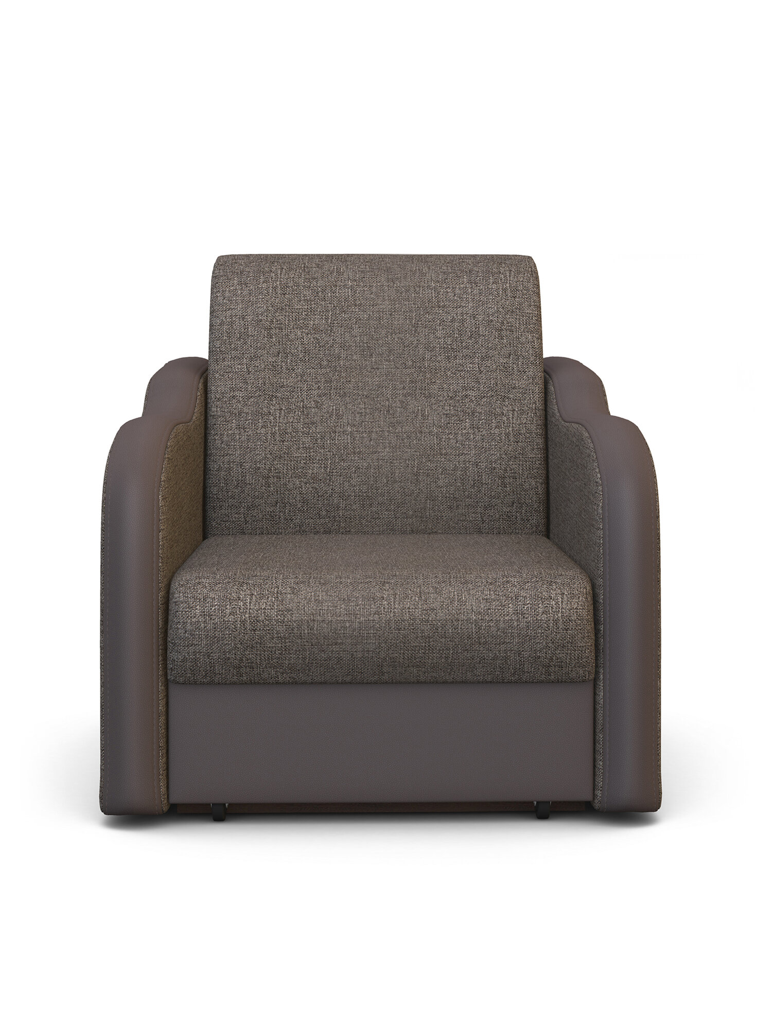 Кресло-кровать Коломбо, спальное место 70х194 см, механизм аккордеон, экокожа темно-серый и рогожка коричневый