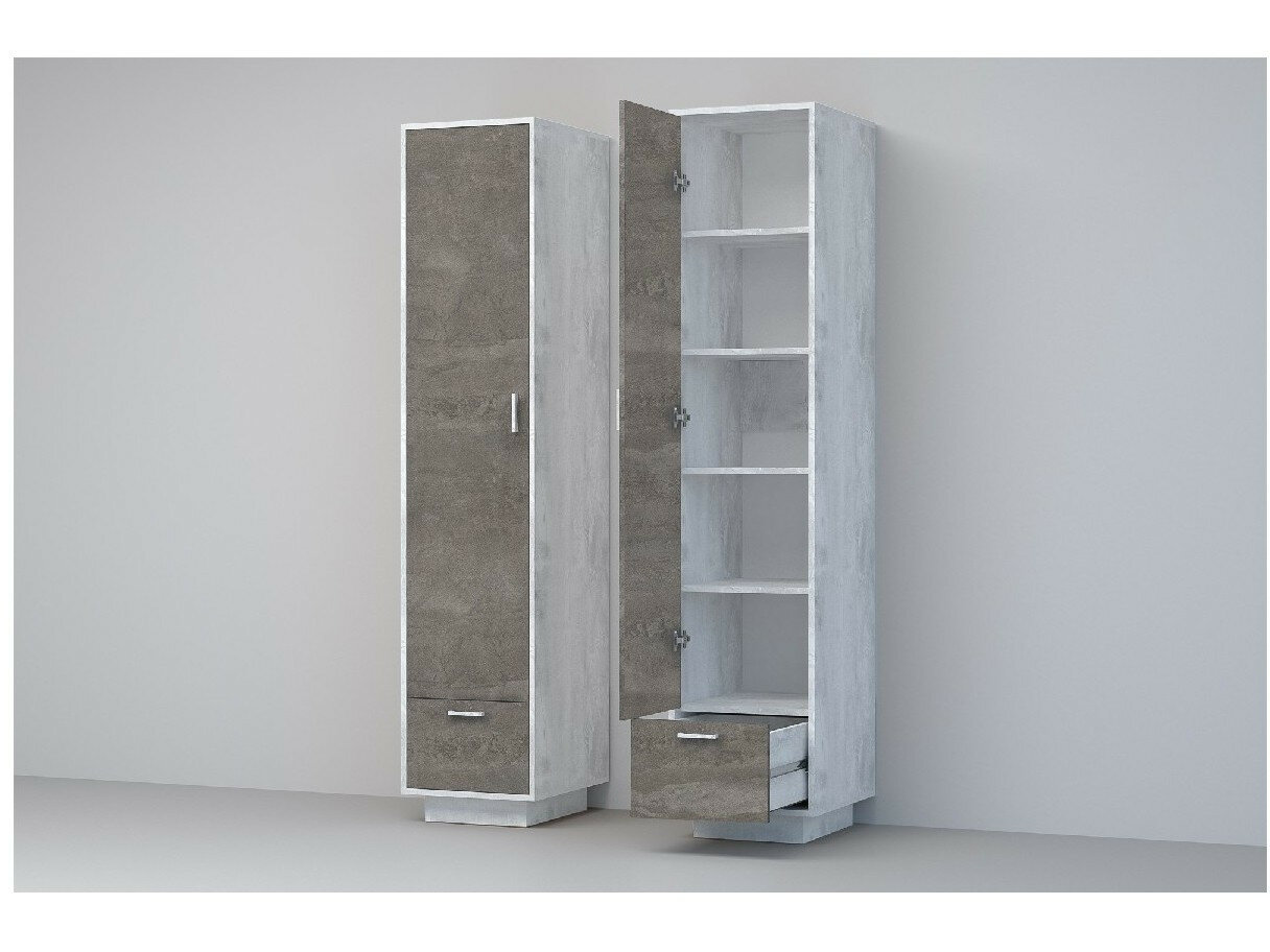 Пенал П-1 ПД, в скандинавском стиле, Камень Темный/Бетон Светлый