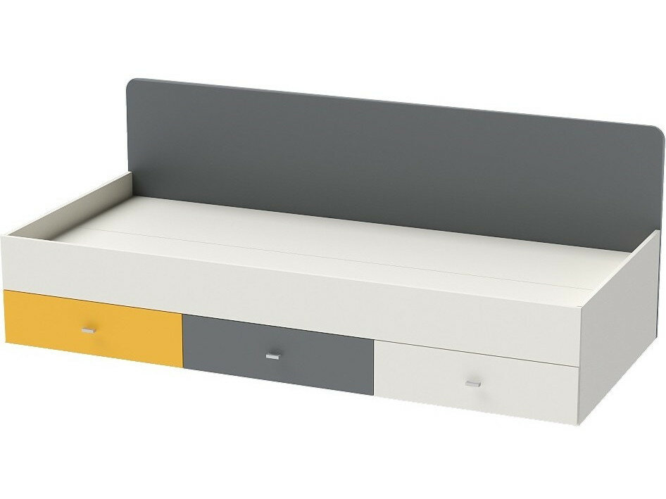 Кровать 90х200, в основании настил ЛДСП, на колесных опорах (Графит/Миндаль/Солнечный)