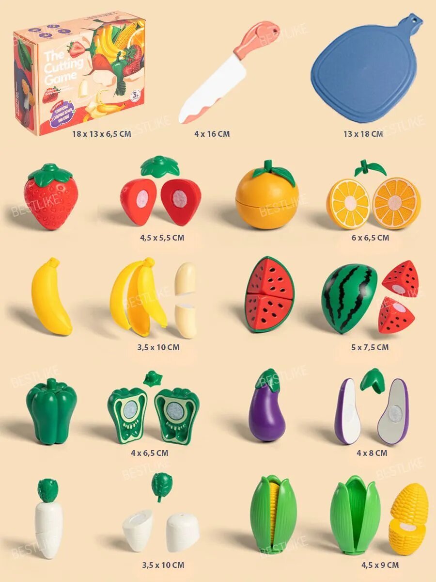 Игровой набор BL / Игрушечные продукты на липучках / Игрушечная еда