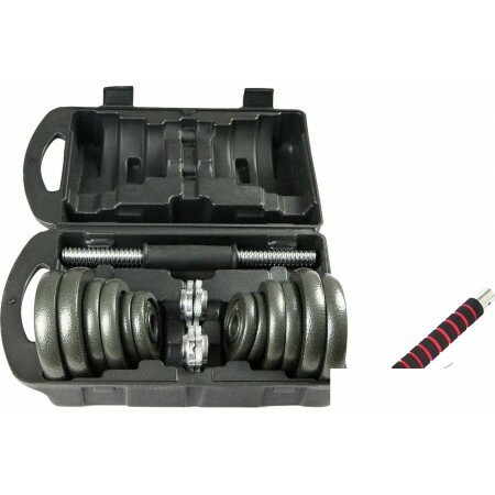 Набор гантелей с соединительным грифом Atlas Sport металлических в чемодане 20 кг (2x10 кг)