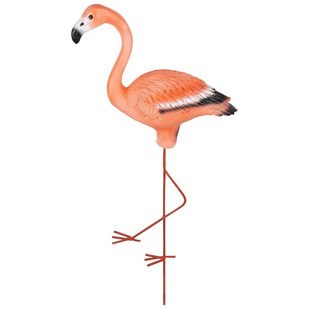 Фигура садовая «Фламинго малый» 70 см, полистоун, оранжевый с черным декором, устойчивая подставка