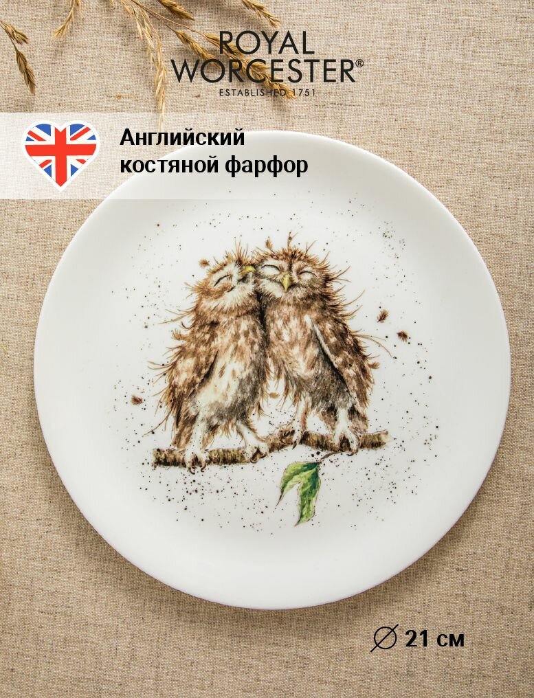 Тарелка закусочная Royal Worcester Забавная фауна Совы 21 см, фарфор,