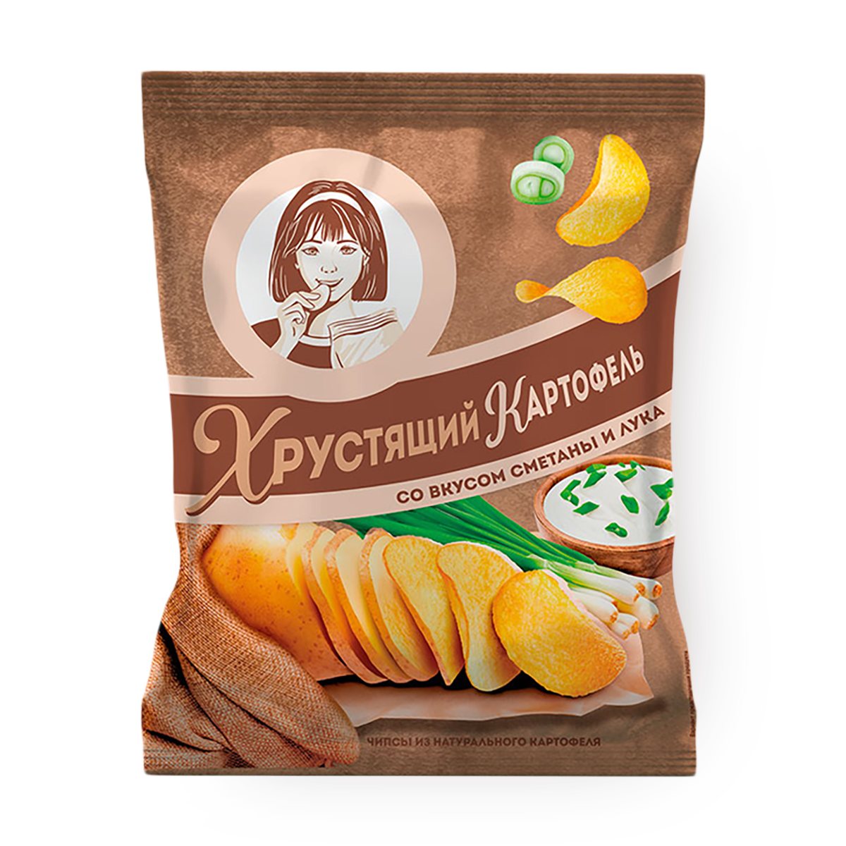 Чипсы Хрустящий Картофель, со вкусом сметаны и лука, картофельные, 70 г