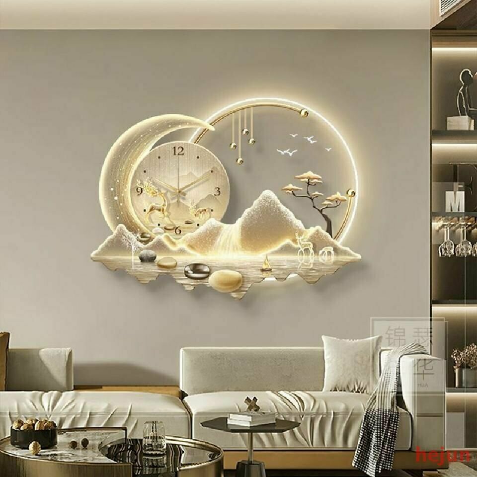 Настенные часы Mountain bright moon со светодиодной подсветкой