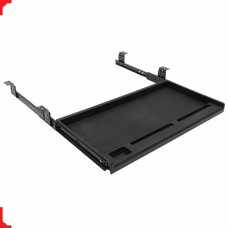Подставка для клавиатуры под стол с выдвижным ящиком и направляющими, черная полка для рабочего места дома и в офисе