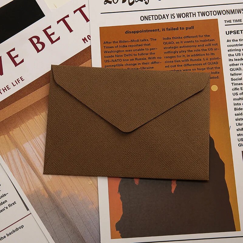 Бумажные конверты, тканый лен, 10 шт brown