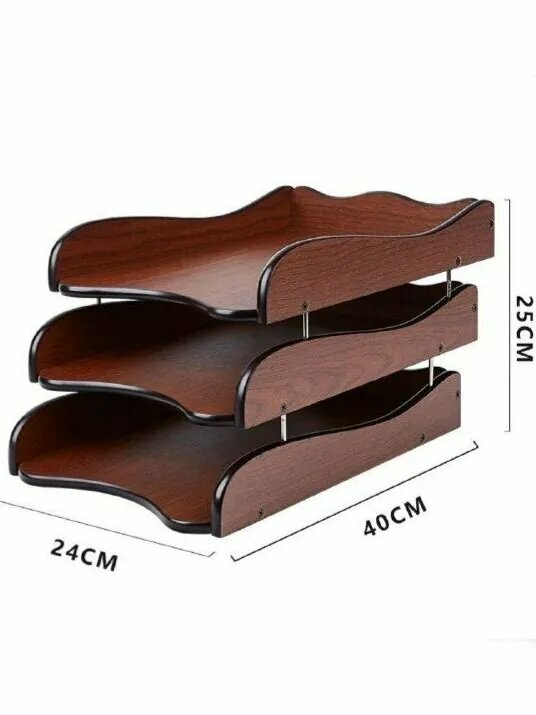 Лоток для бумаг "Органайзер", дерево, горизонтальный, экологичный, 3 отделения