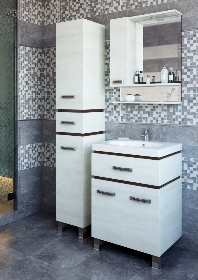 Комплект мебели венге/северное дерево светлое 60 см Sanflor Техас H0000001077 + S-UM-COM60/1-w + H0000001078