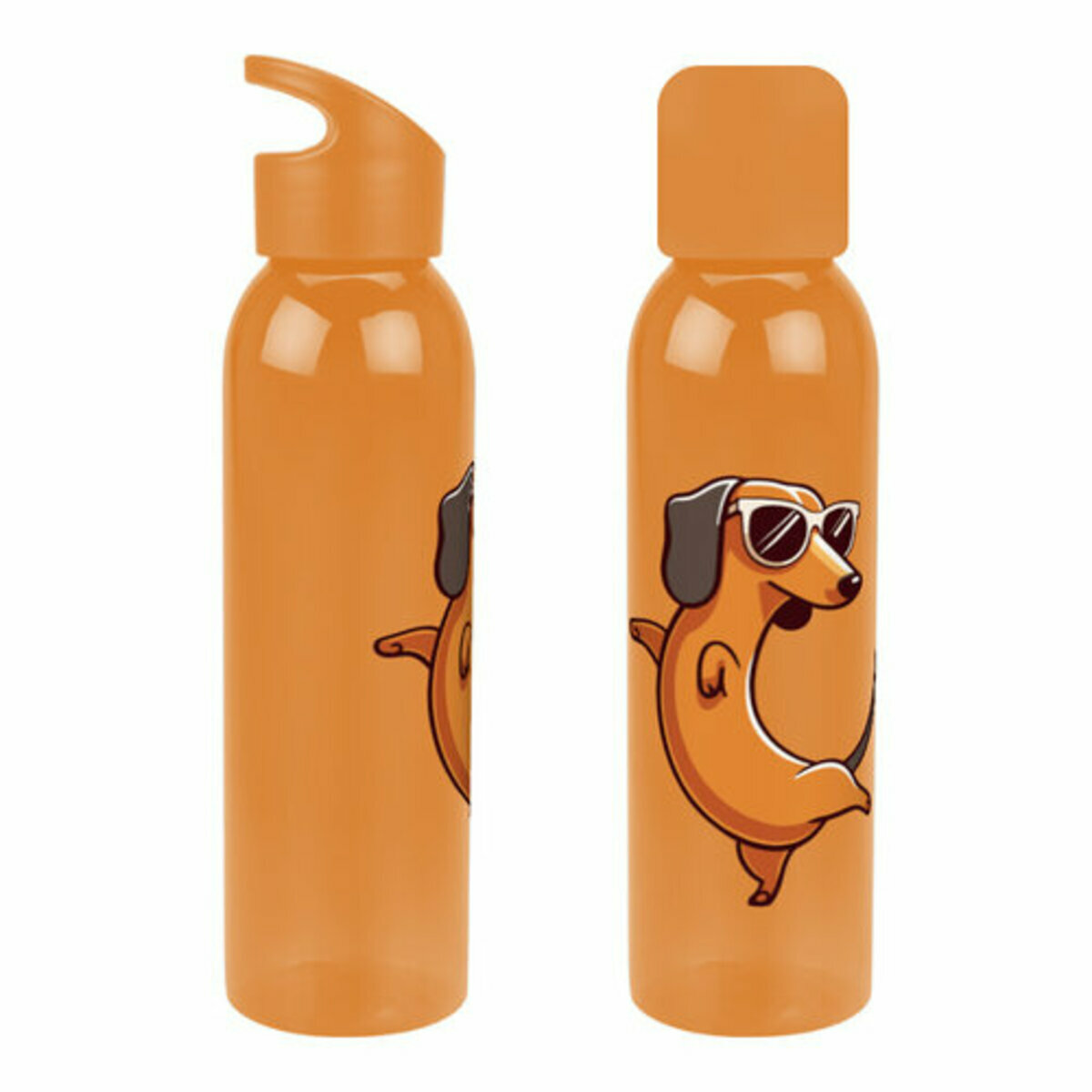 Бутылка для воды «Такса. Милая собака улыбака в очках. Прикол» (оранжевый)