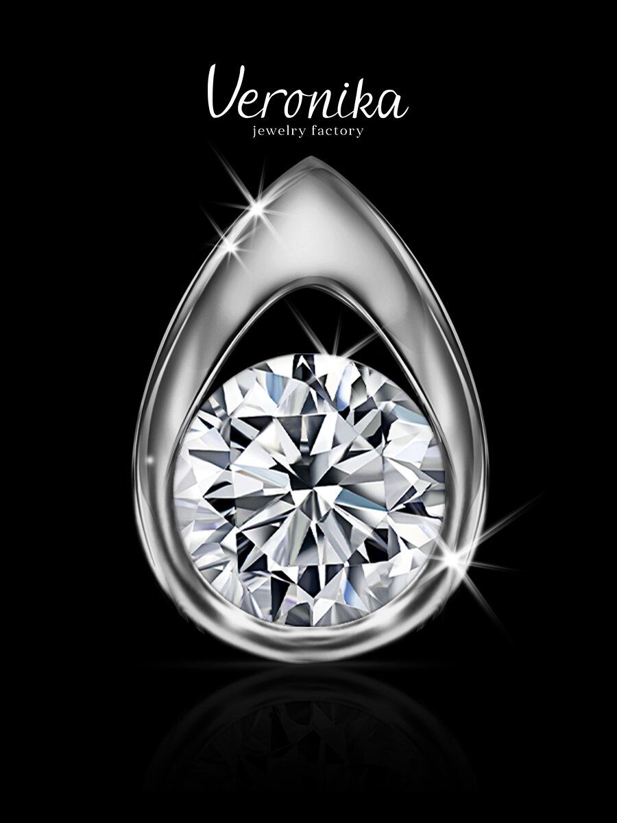 Подвеска, серебро, 925 проба, родирование, фианит