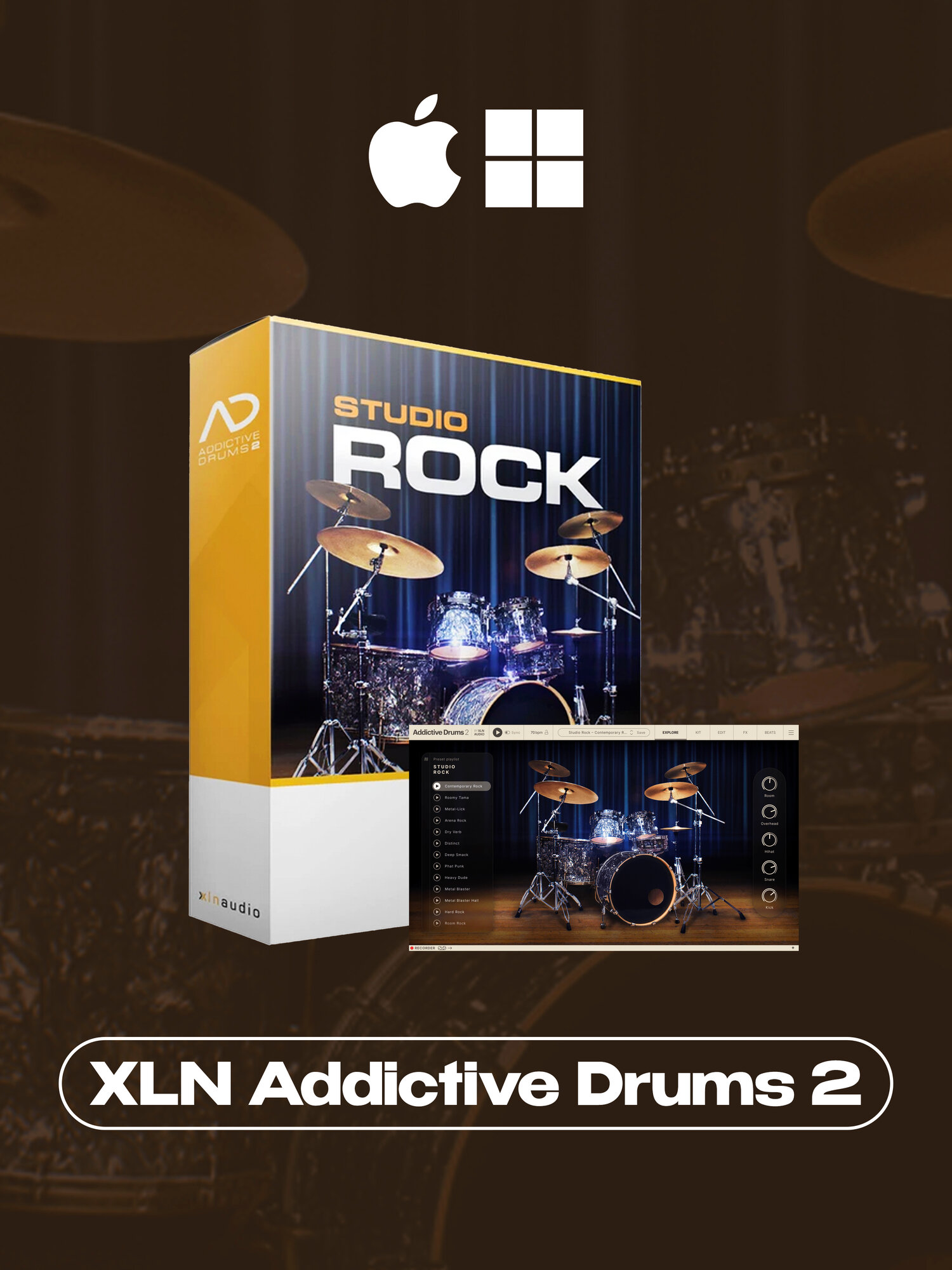 XLN Addictive Drums 2: Studio Rock (лицензионный ключ) macOS & Windows