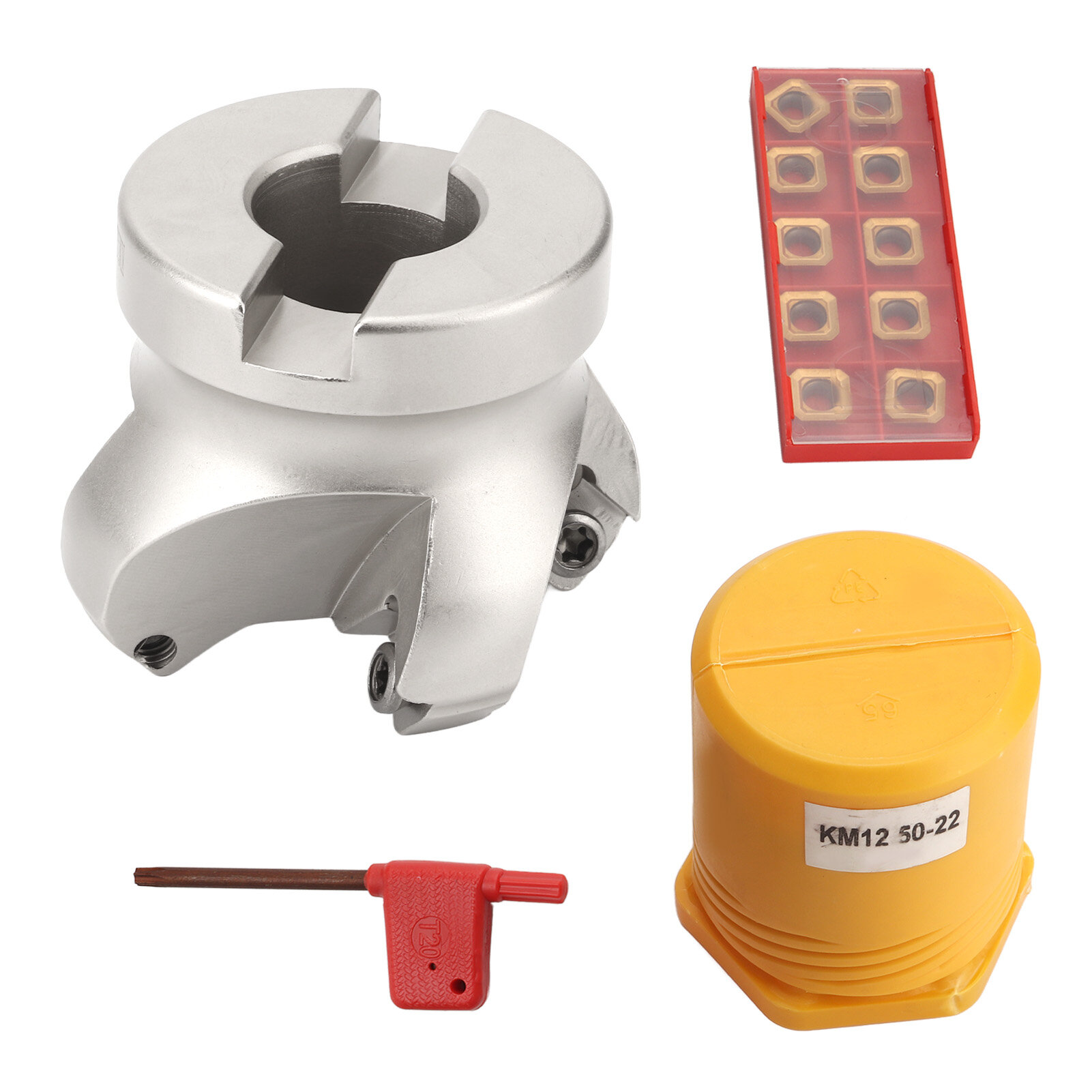 Фрезерная головка с 4 канавками и 10 сменными пластинами, устойчивая к окислению, для обработки металлов.