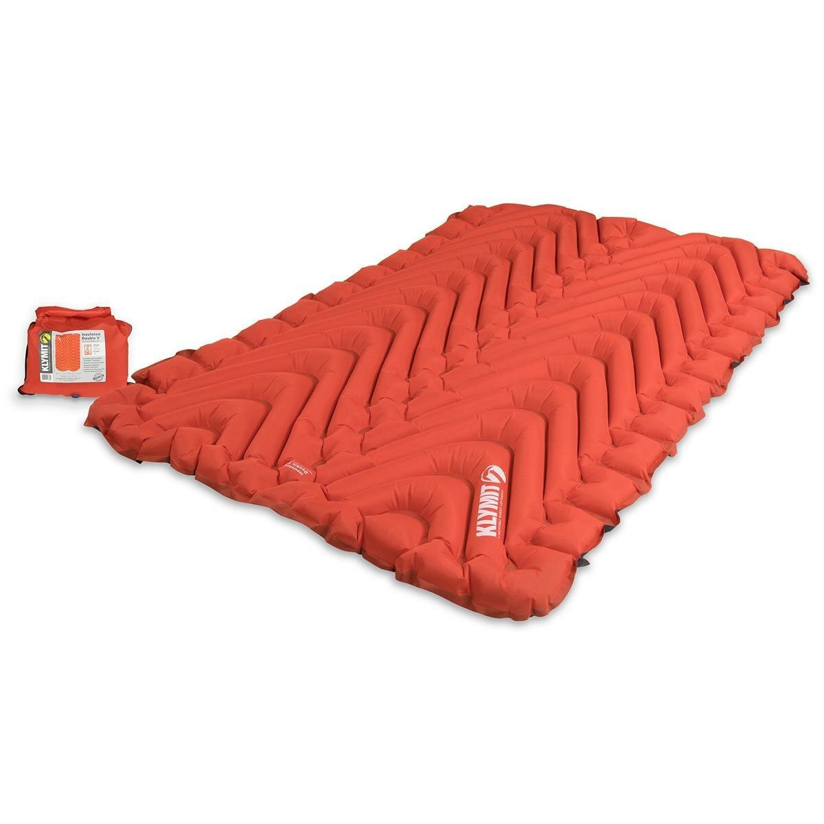 Decathlon Надувной двухместный матрас Klymit Insulated Double V, 188 x 119.4 x 7.6 см, с утеплителем, красный