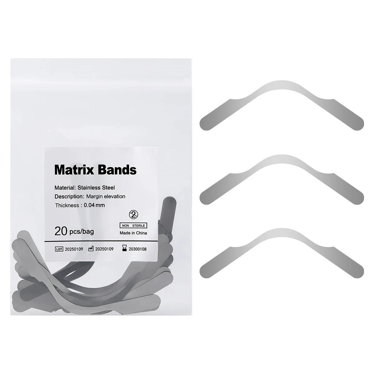 20 шт, ленты для стоматологических матриц, высота мармина, большие увеличенные кривизны, секционные контурные матрицы, восстановление стоматологии AZDENT